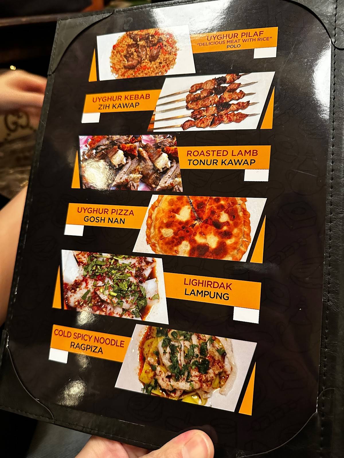 Menu at Pamir Uyghur Restaurant, The Hague