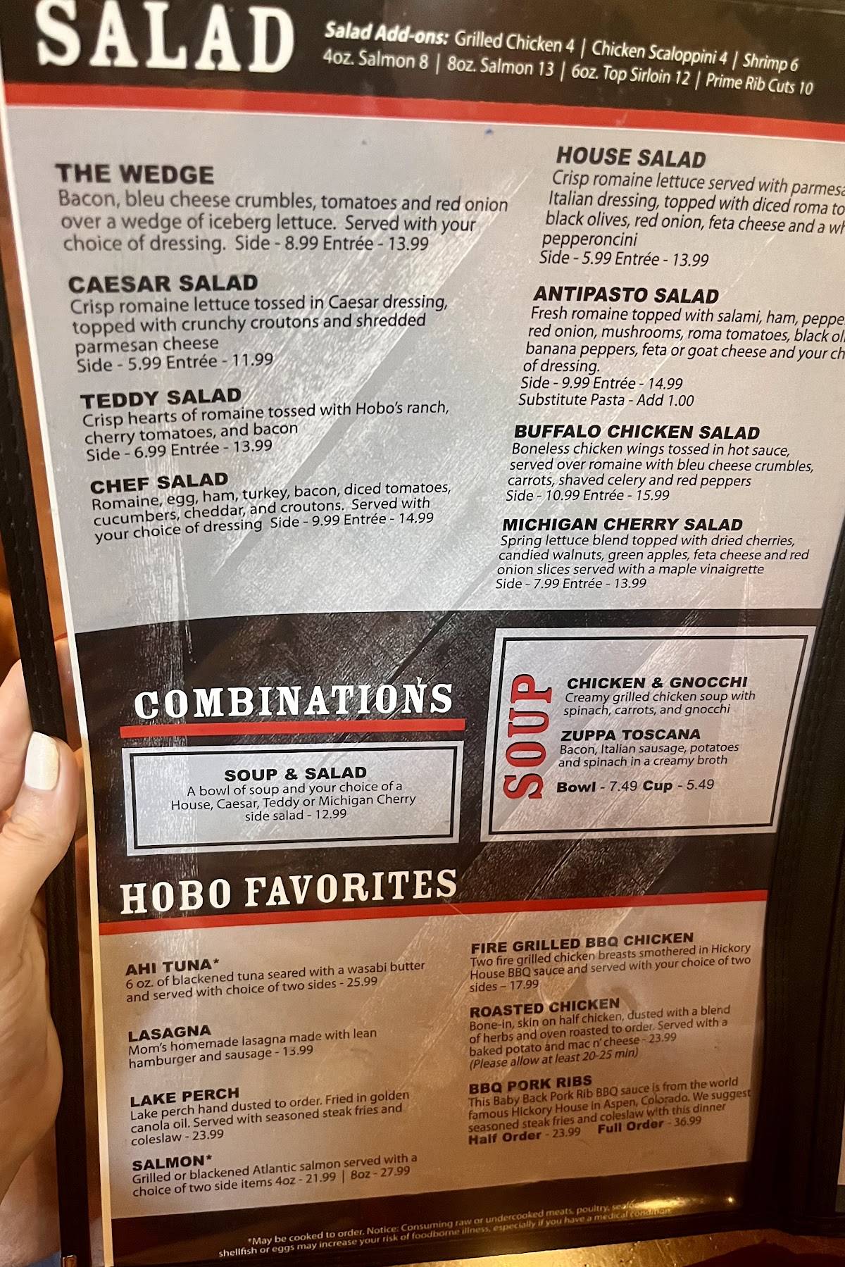 Menu at The Handsome Hobo Restaurant & Bar, Muskegon