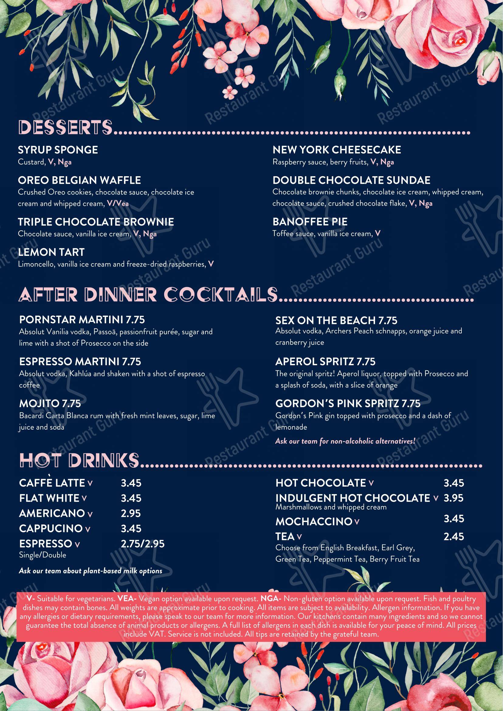 Menu at Hare pub & bar, Harlow, 100 Hare St Springs