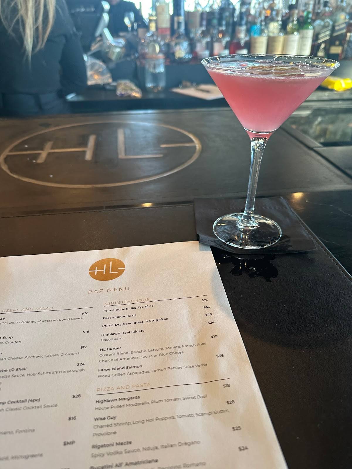 Menu at The Highlawn restaurant, West Orange
