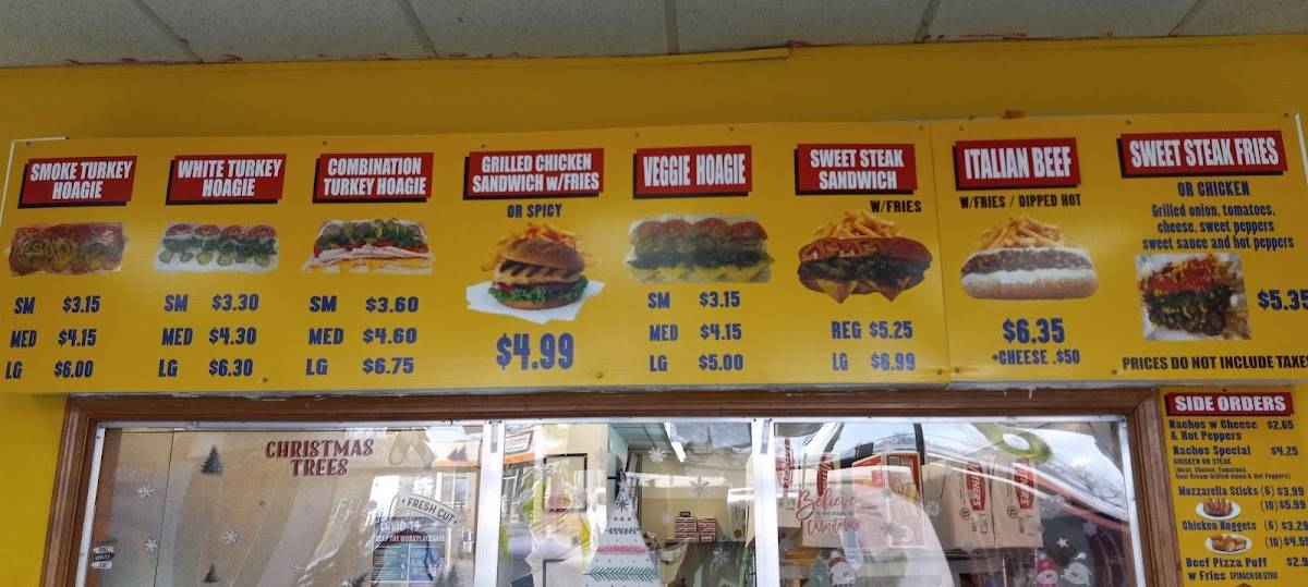 Menu at The Hoagie Place #2 steakhouse, Dolton