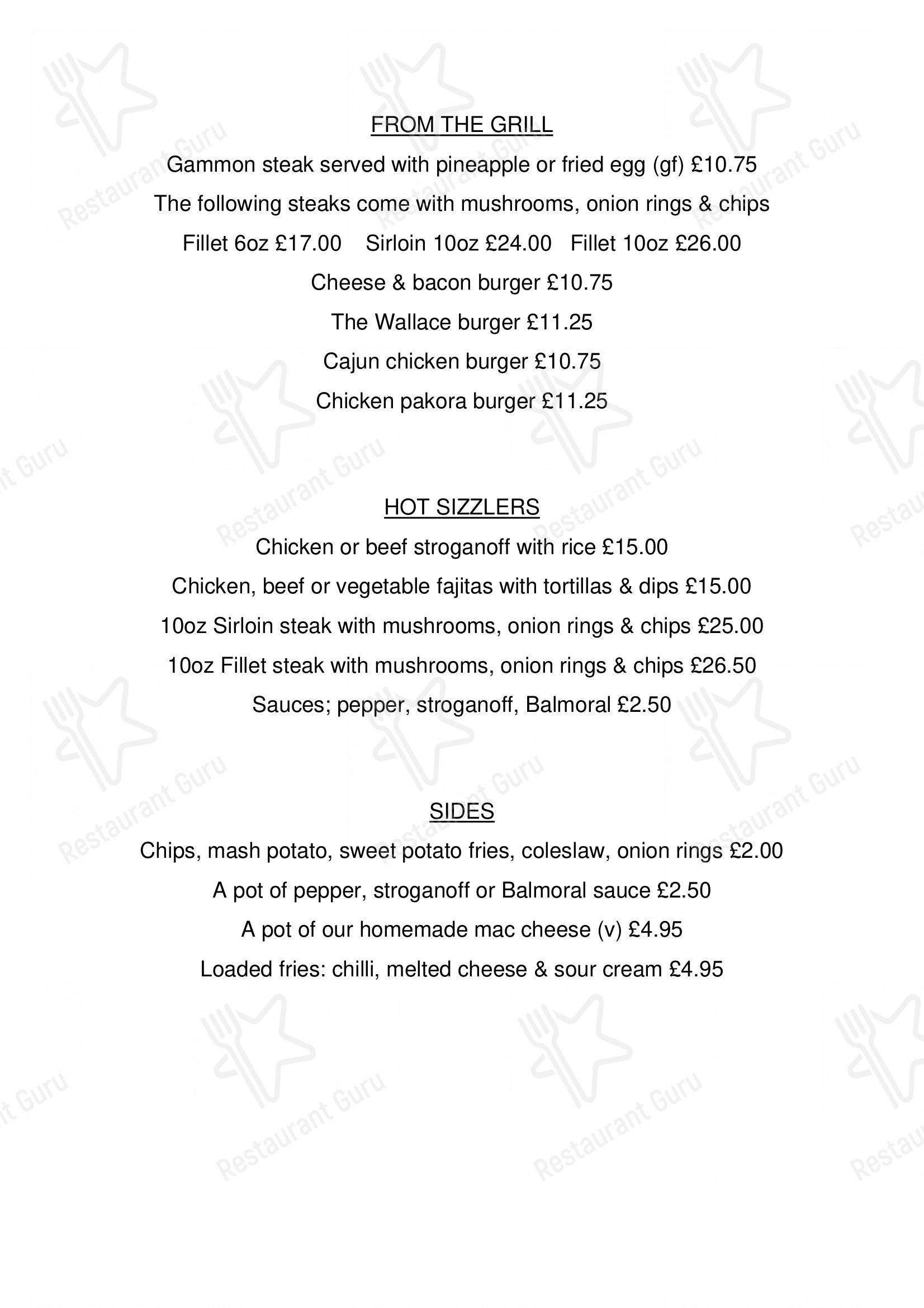 Menu at The Hollybank restaurant, Stirling