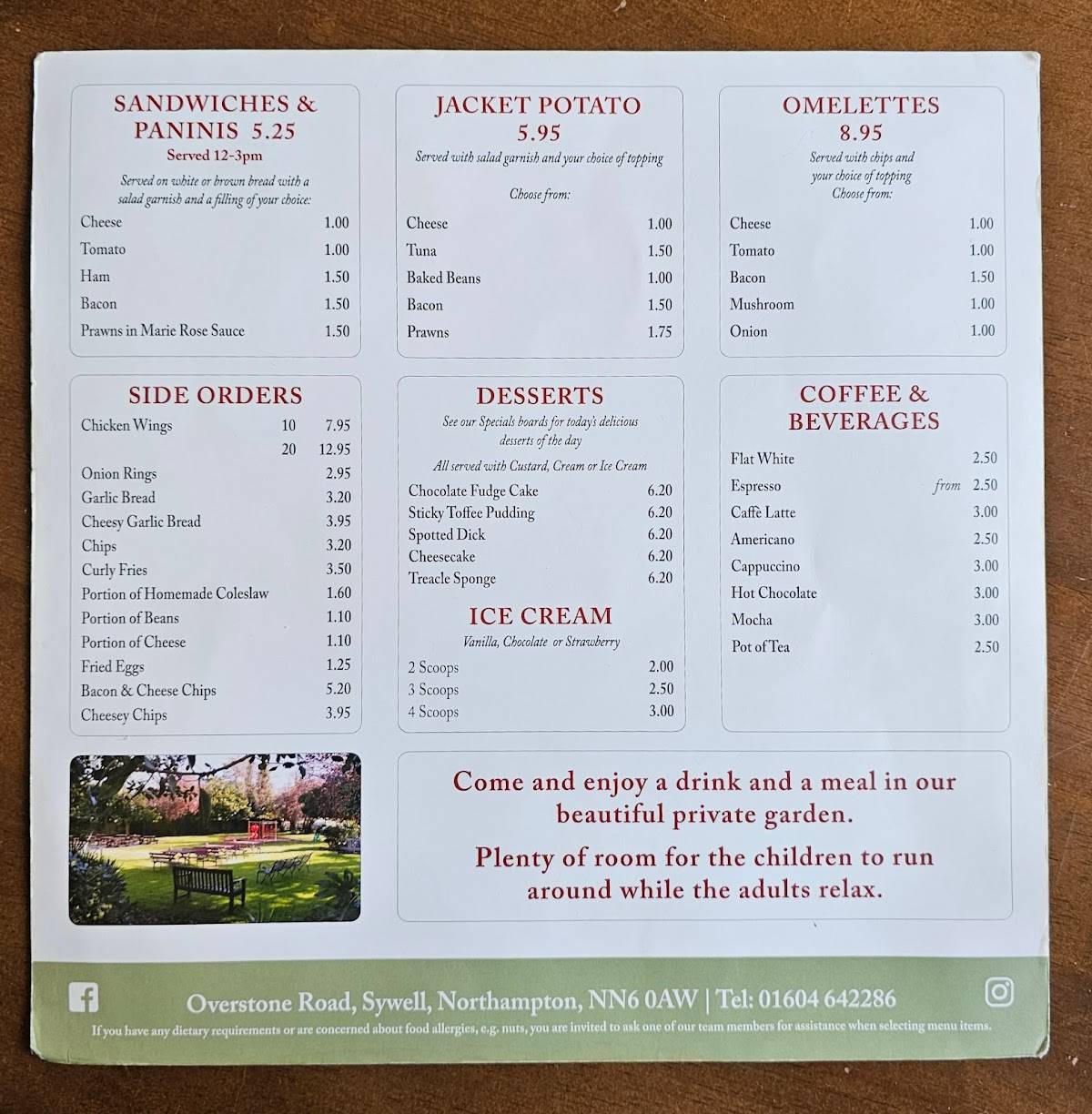 Menu at The Horseshoe Sywell pub & bar, Northampton, 2 Overstone Rd