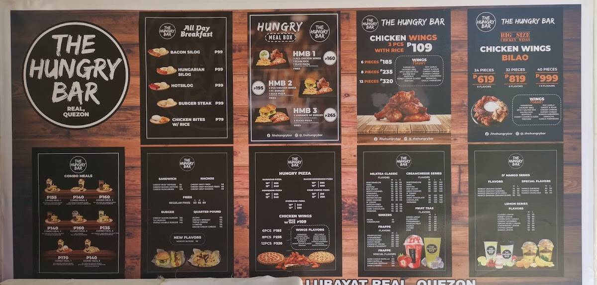 Menu at The Hungry Bar - Lubayat Real Quezon, Real