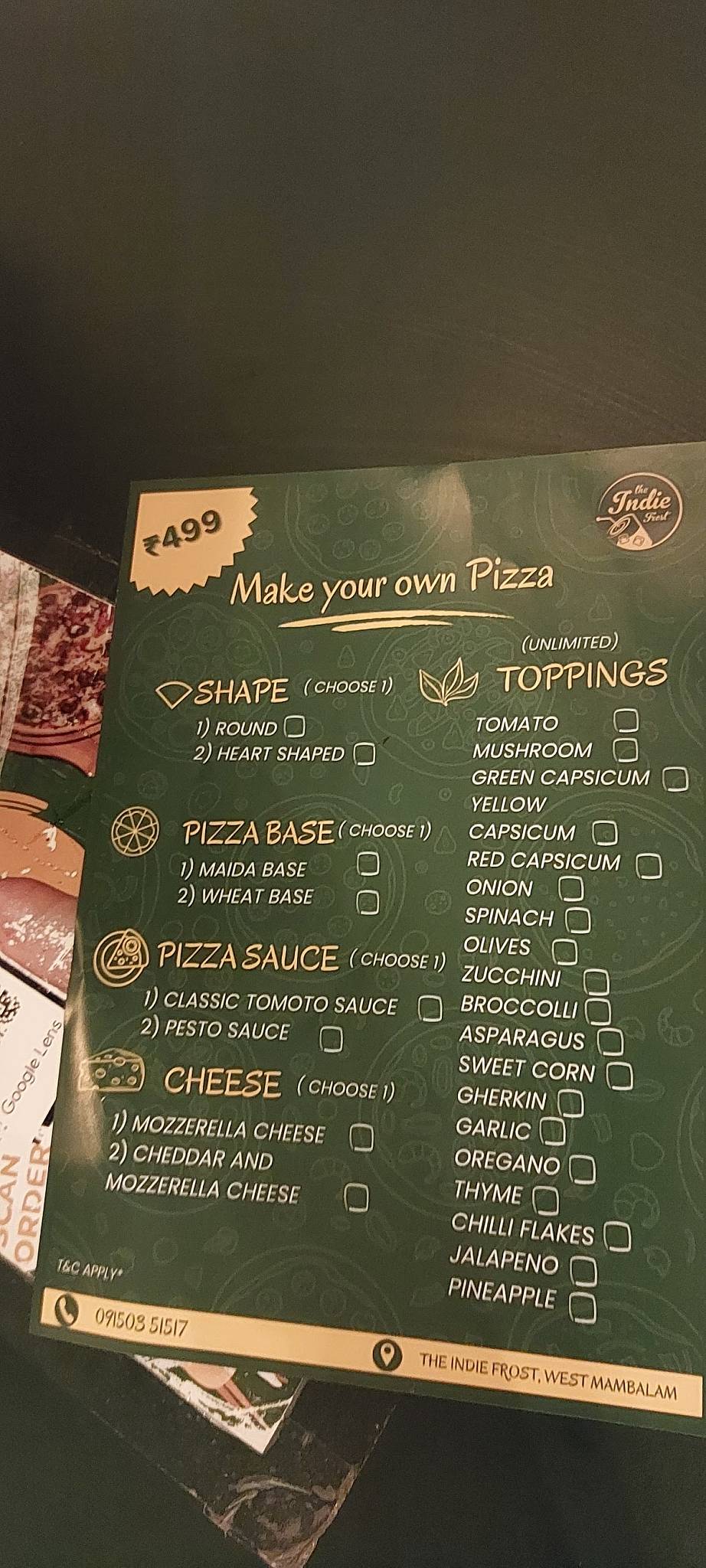 Menu at The Indie Frost, Chennai, 35