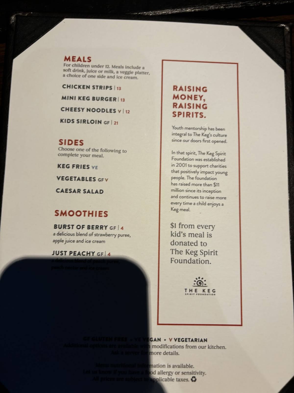 Menu at The Keg Steakhouse + Bar - St. John's, St. John's, 127 Harbour ...