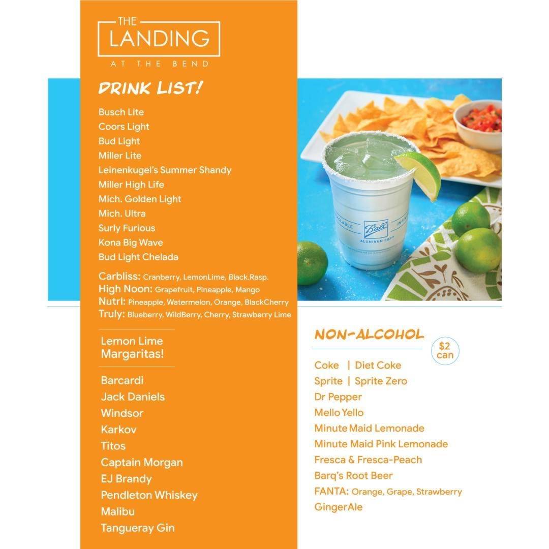 Menu at The Landing at The Bend pub & bar, Red Lake Falls