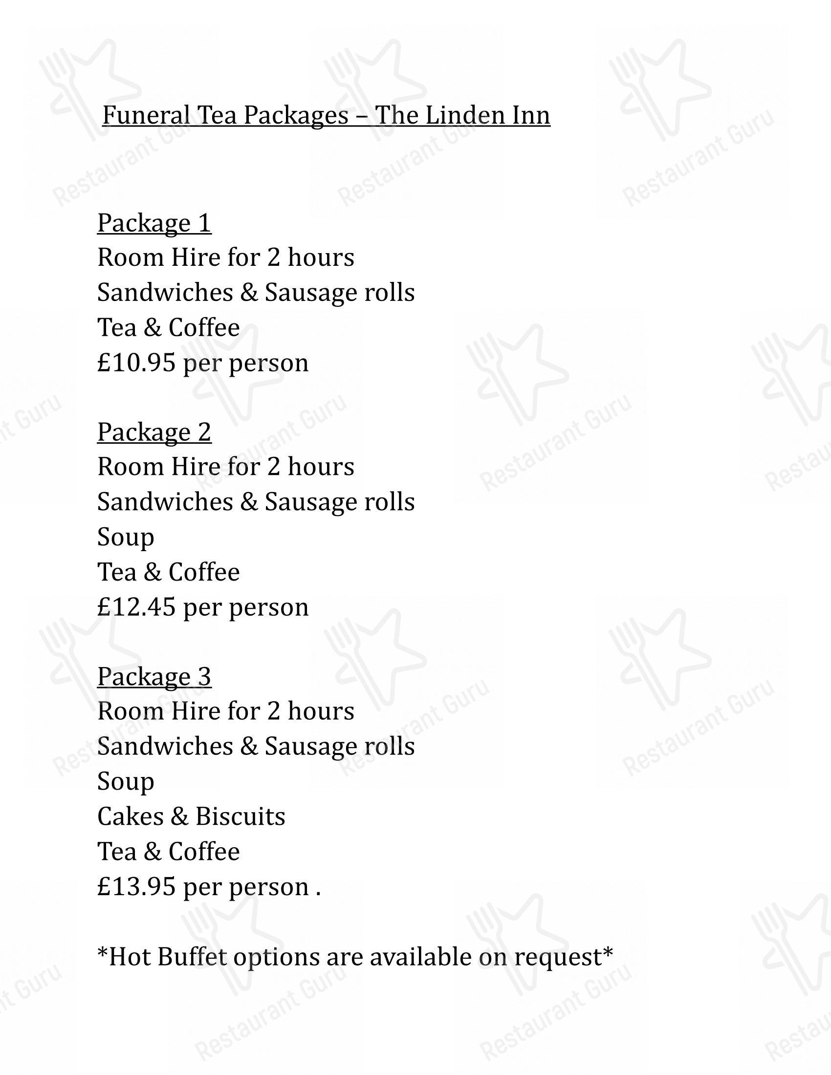 Menu at The Linden Inn Bar & Steakhouse, Stirling