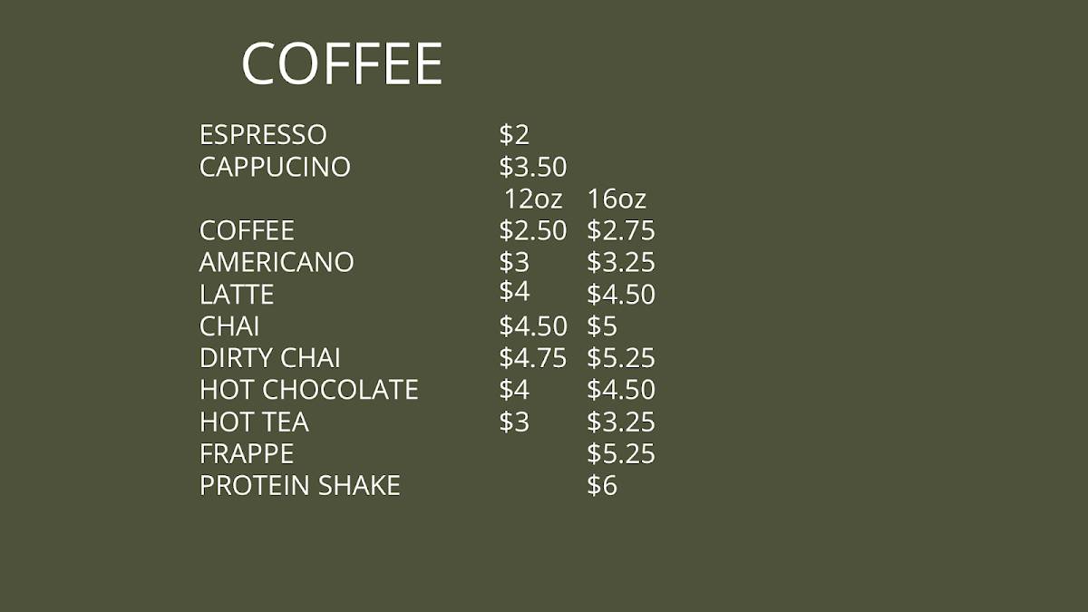 Menu at The Local Coffee Shop, Cullman