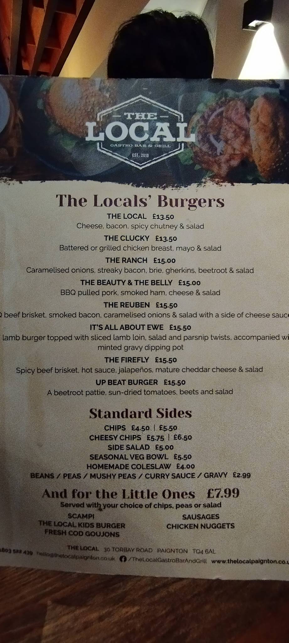 Menu at The Local Gastro Bar And Grill, Paignton