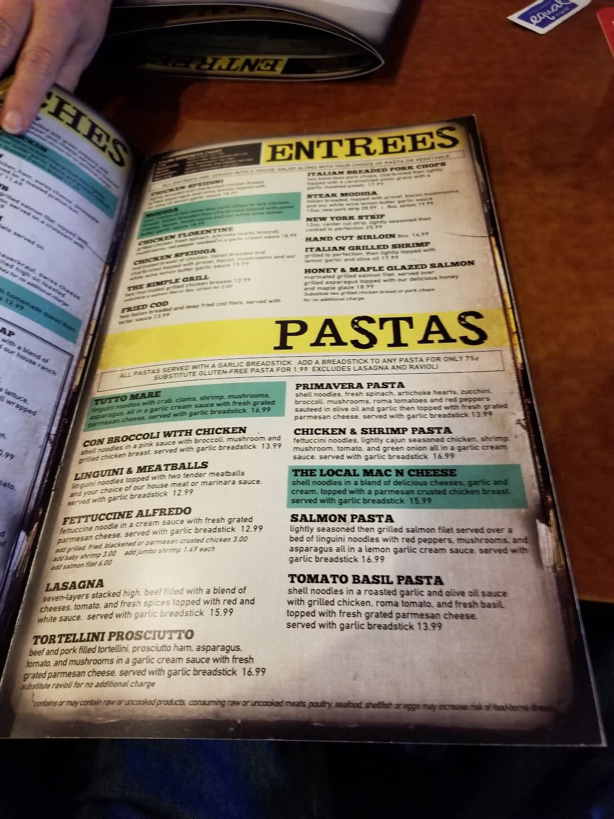 Menu at The Local House Restaurant & Bar, Arnold