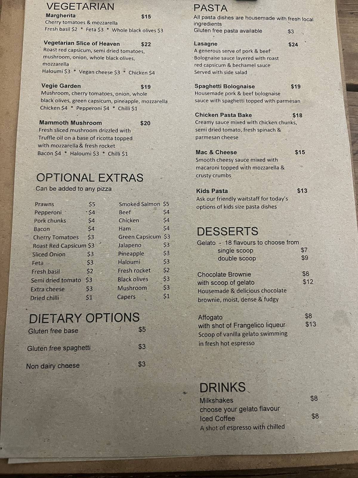 Menu at The Local Pizzeria Tumut, Tumut