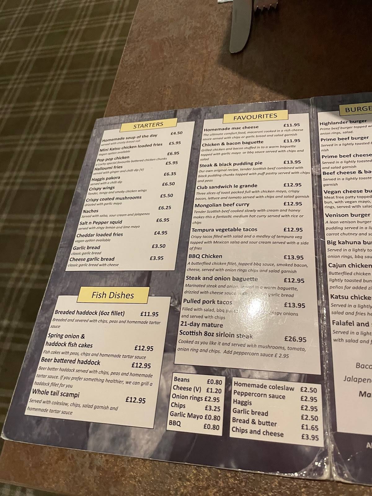 Menu at The Lochy pub & bar, Fort William