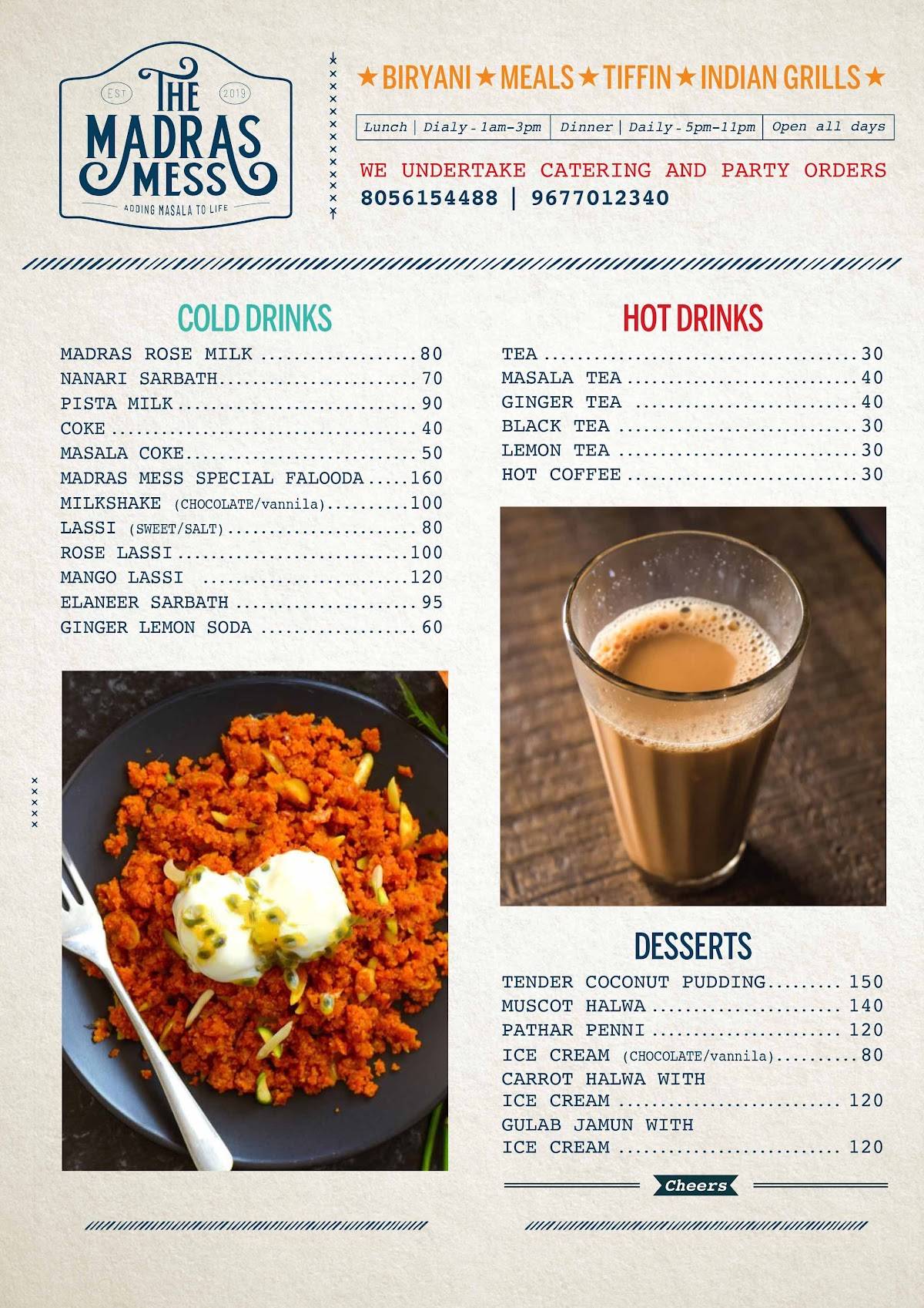 Menu at The Madras Mess, Chennai, No 9