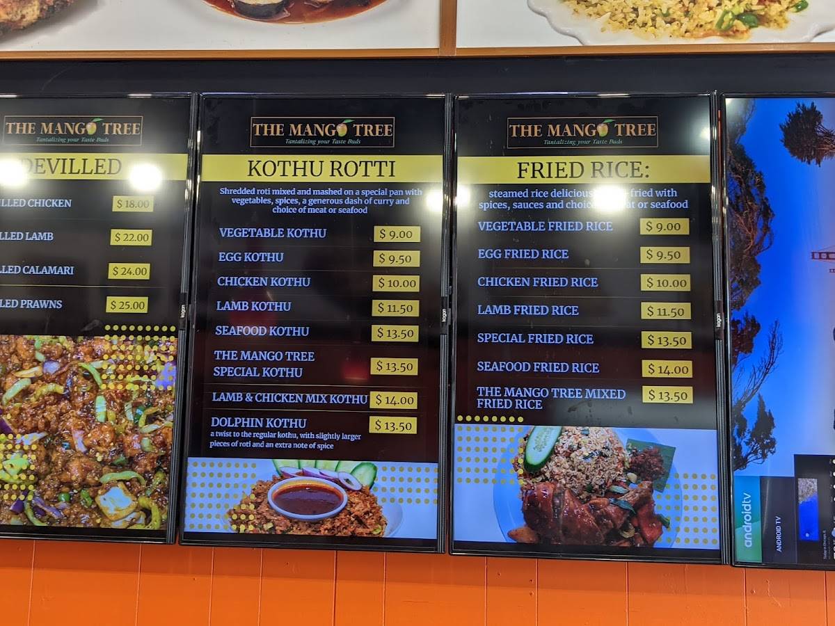 Menu at The Mango Tree restaurant, Dandenong