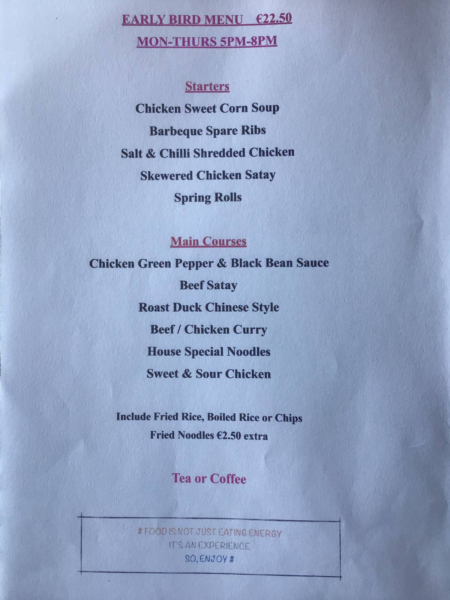 Menu at The Marigold Trim restaurant, Trim