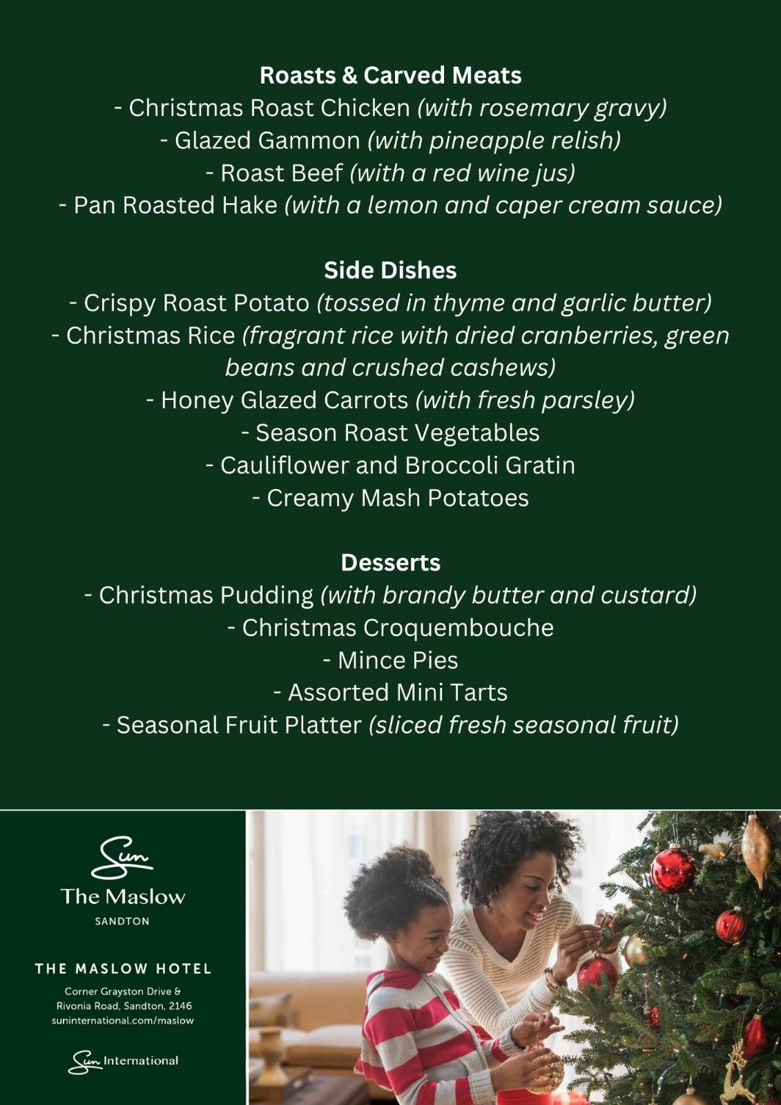 Menu at The Maslow Hotel Sandton pub & bar, Sandton