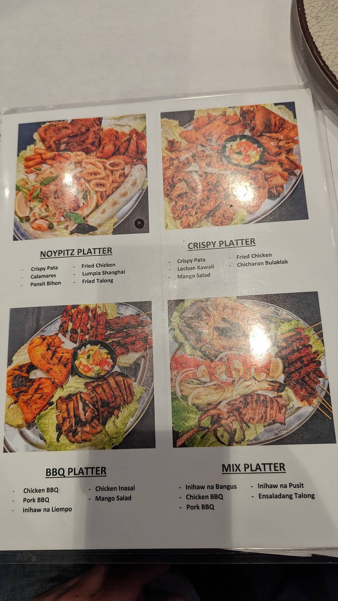 Menu at The Noypitz Bar & Grill, Cerritos