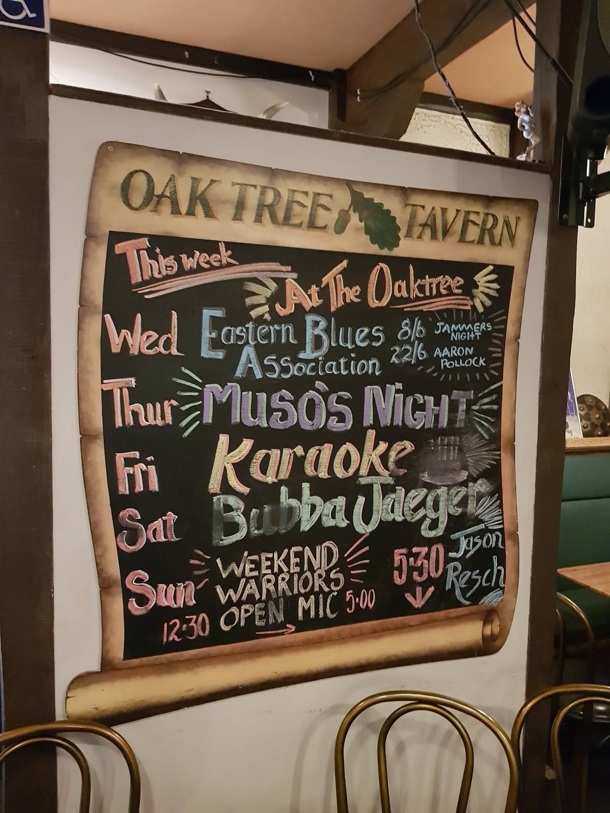 Menu at The Oak Tree Tavern restaurant, The Basin