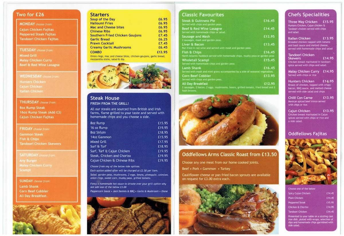 Menu at The Oddfellows Arms pub & bar, Bradford, 696 Harrogate Rd