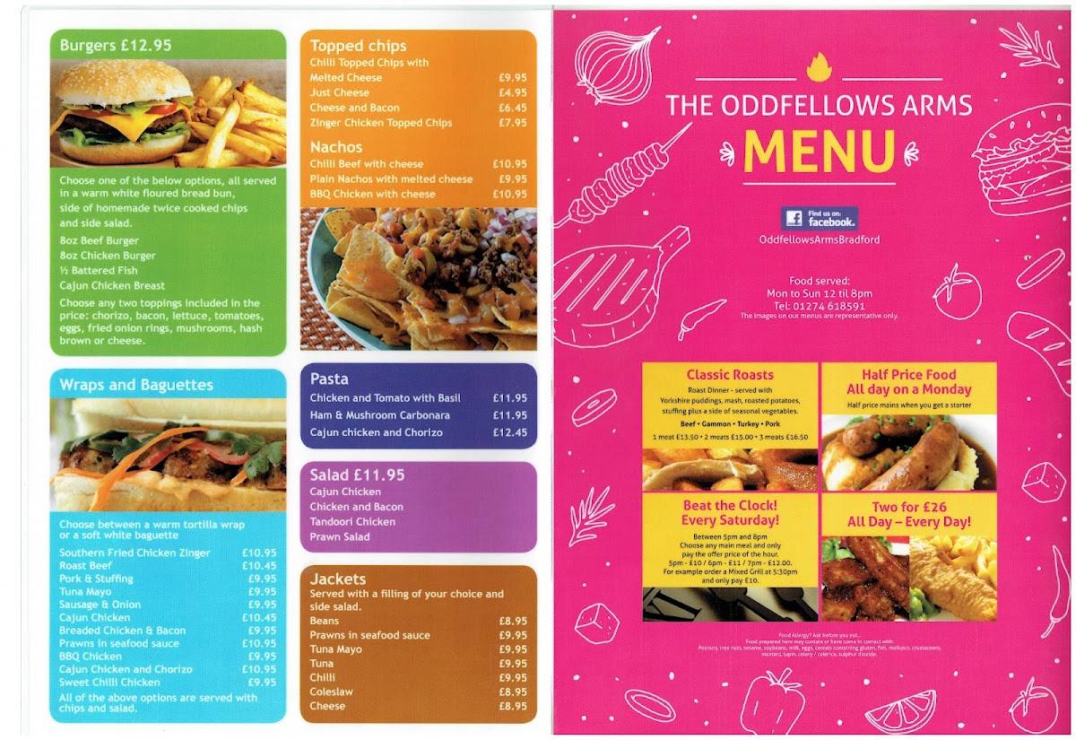 Menu at The Oddfellows Arms pub & bar, Bradford, 696 Harrogate Rd