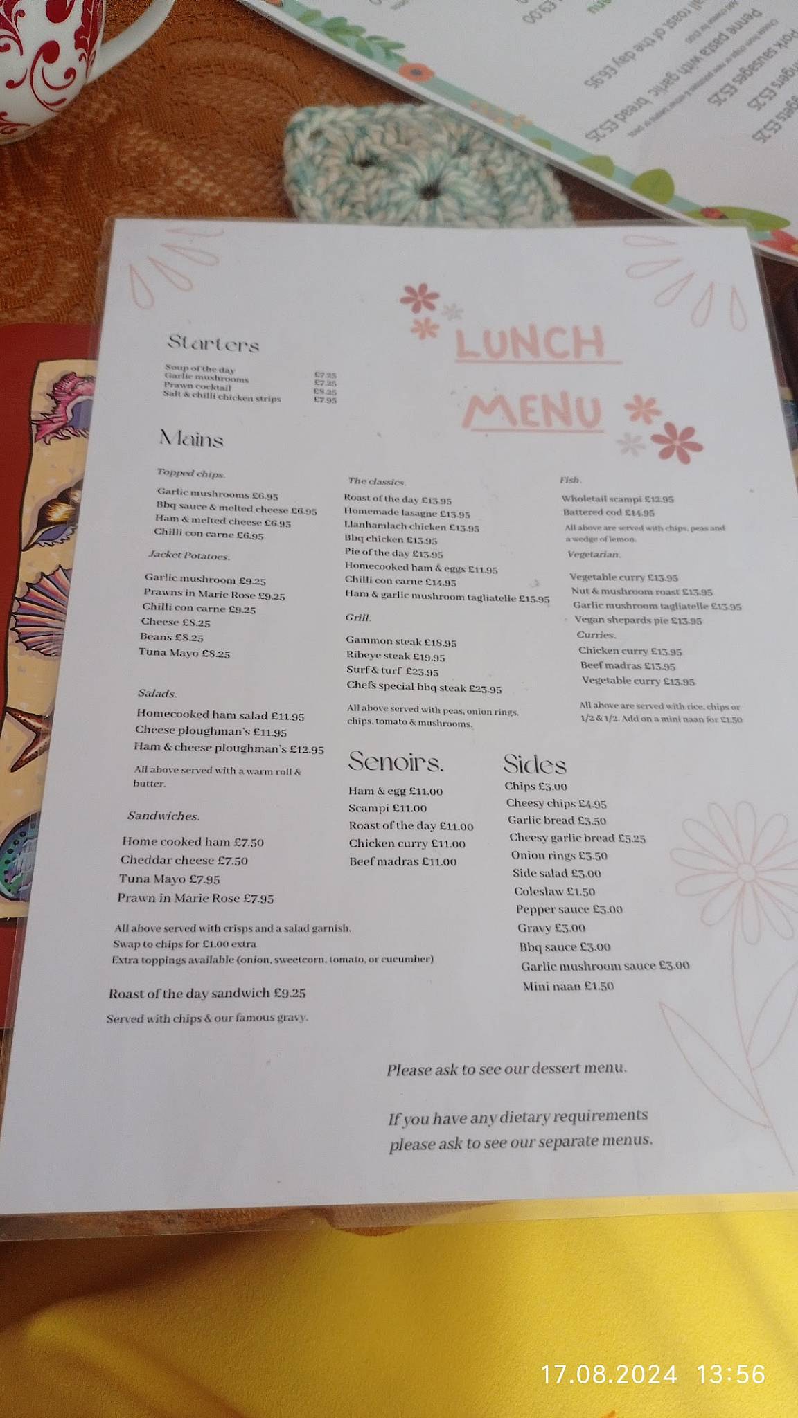Menu at The Old Ford Inn pub & bar, Llanhamlach