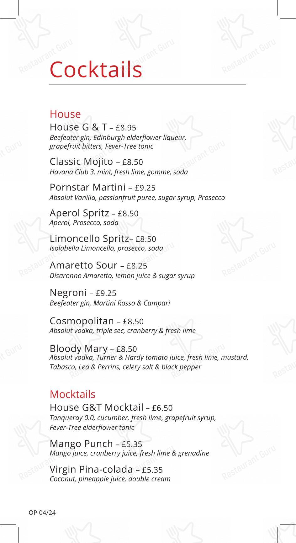 Menu at The Old Plough pub & bar, Cobham