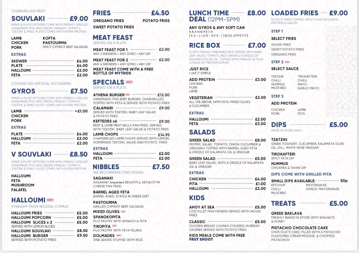 Menu at The Olive - Greek Street Food restaurant, Leicester
