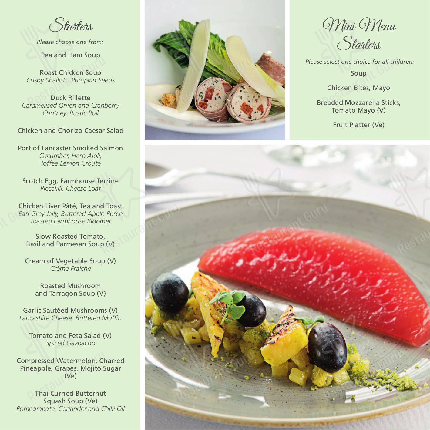 Menu at The Orangery at The Spa Hotel hotel restaurant, Ribby-with-Wrea ...