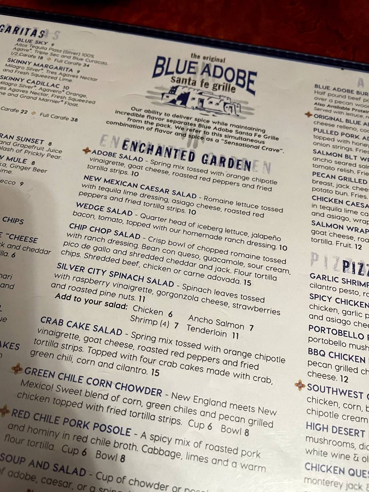 Menu at The Original Blue Adobe Grille pub & bar, Mesa