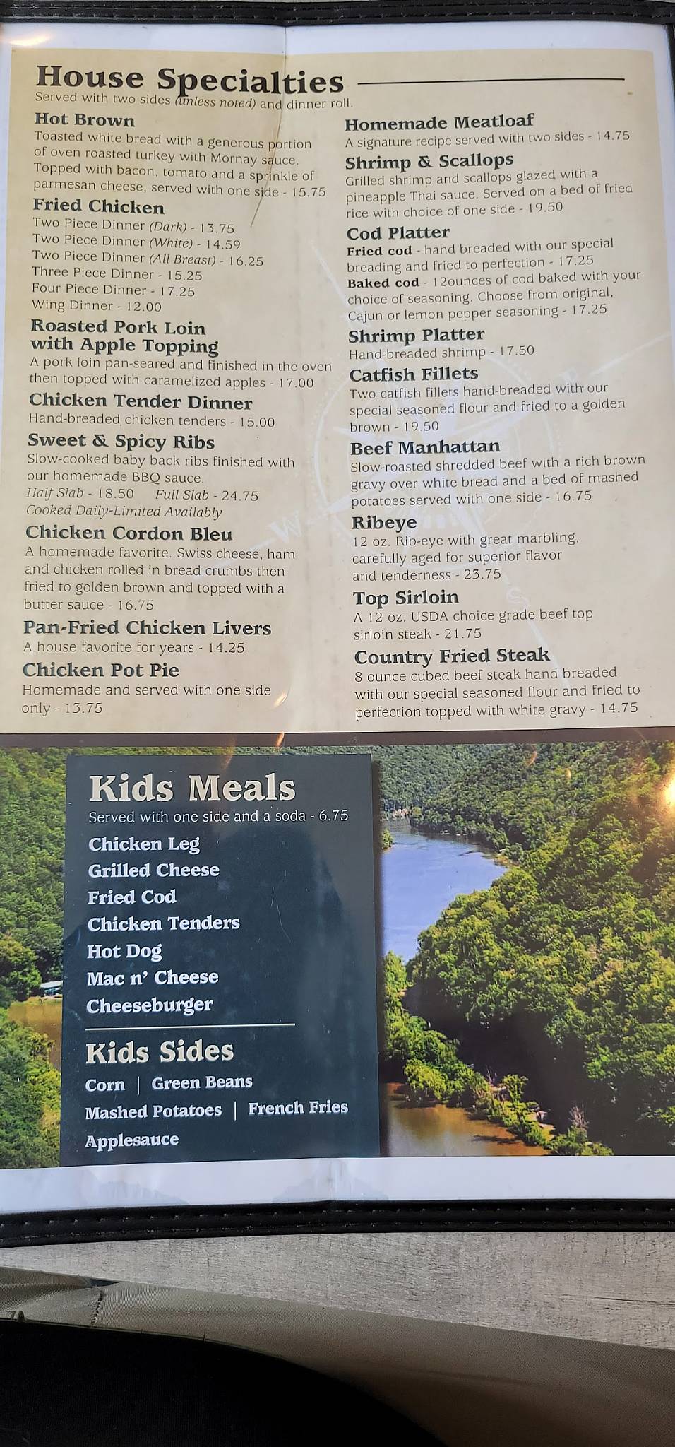 Menu at The Overlook Restaurant, Leavenworth