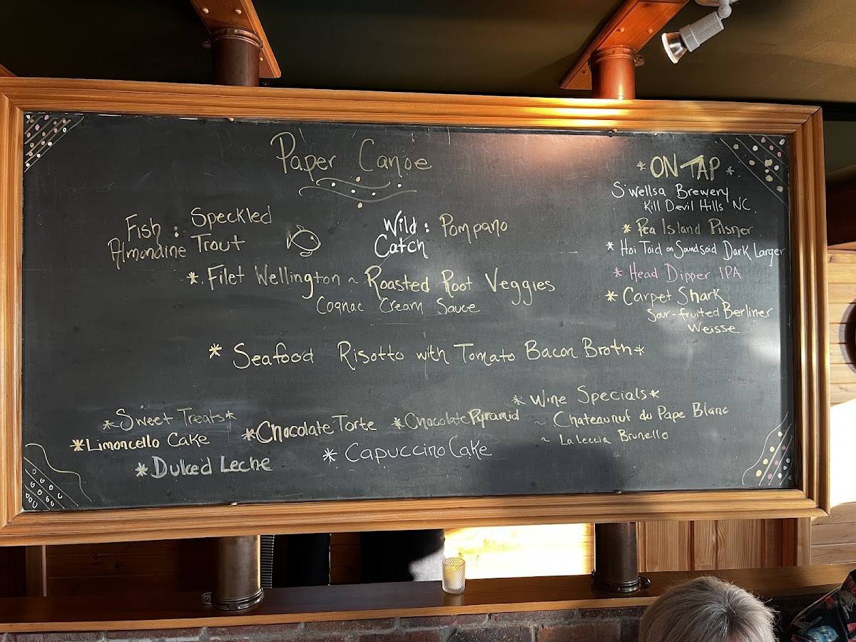 Menu at The Paper Canoe restaurant, Duck