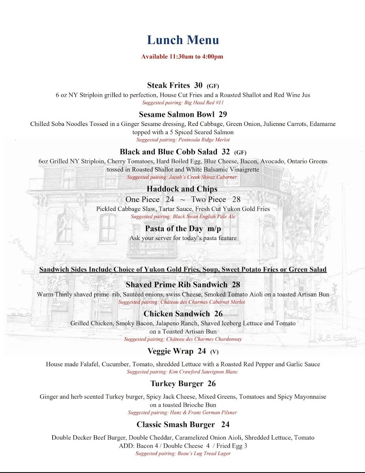 Menu at The Parlour Inn Restaurant, Stratford