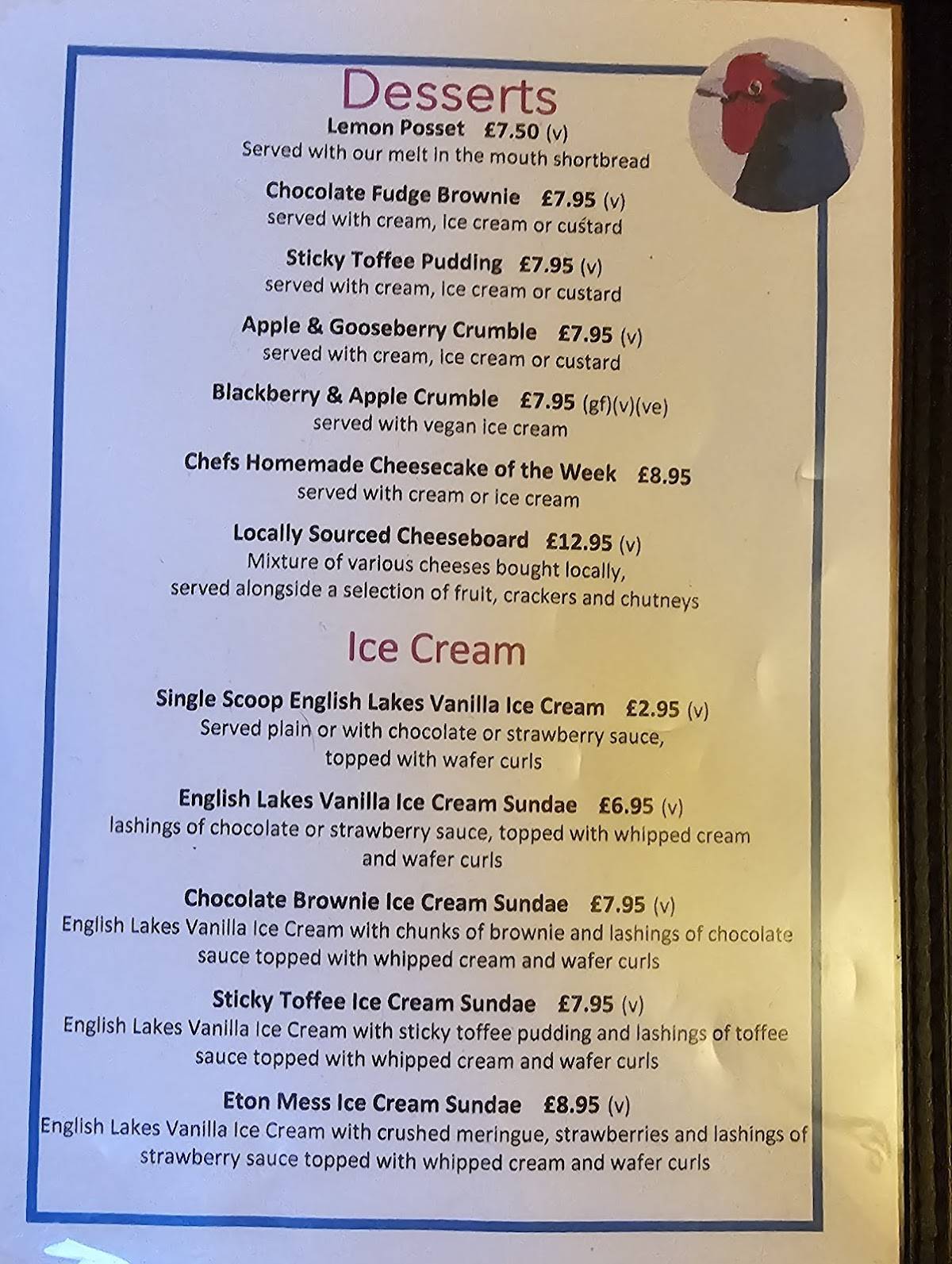 Menu at The Pheasant Inn Keswick pub & bar, Keswick