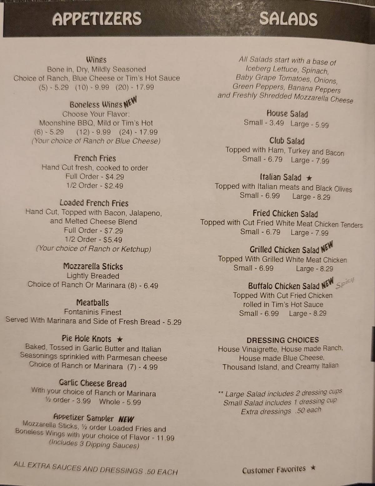 Menu at The Pie Hole: Pizza Pasta Subs Wings Salads restaurant ...