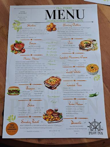 Menu at The Pilot Inn pub & bar, Gloucester