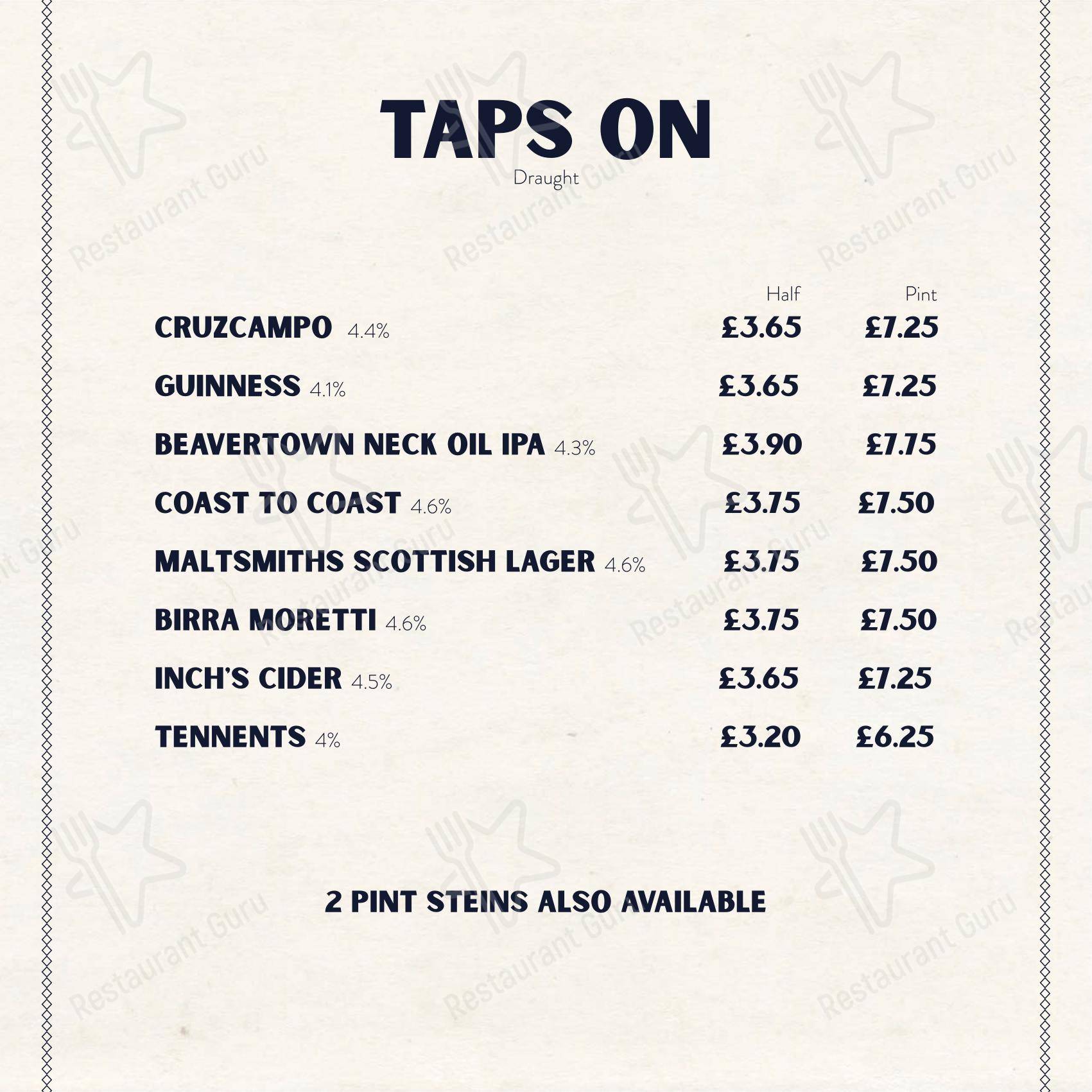 Menu at The Piper's Rest pub & bar, Edinburgh