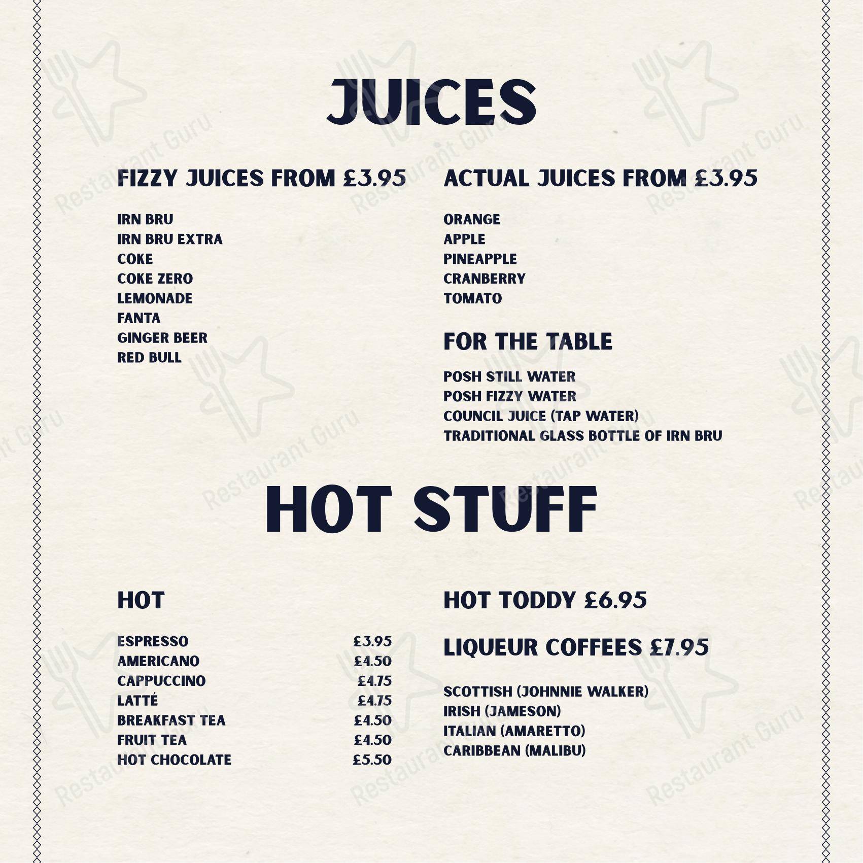 Menu at The Piper's Rest pub & bar, Edinburgh