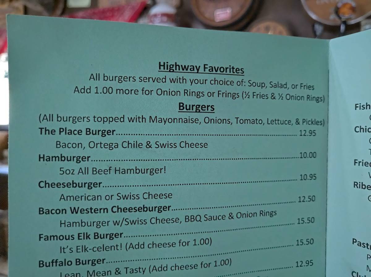 Menu at The Place restaurant, Ventucopa, CA-33