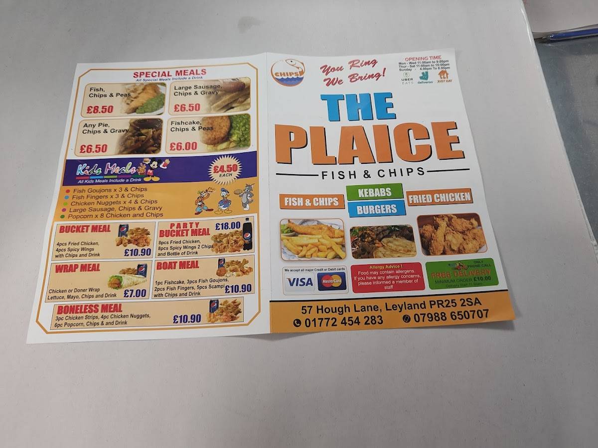 Menu at The Plaice Fish and Chips Shop fast food, Leyland