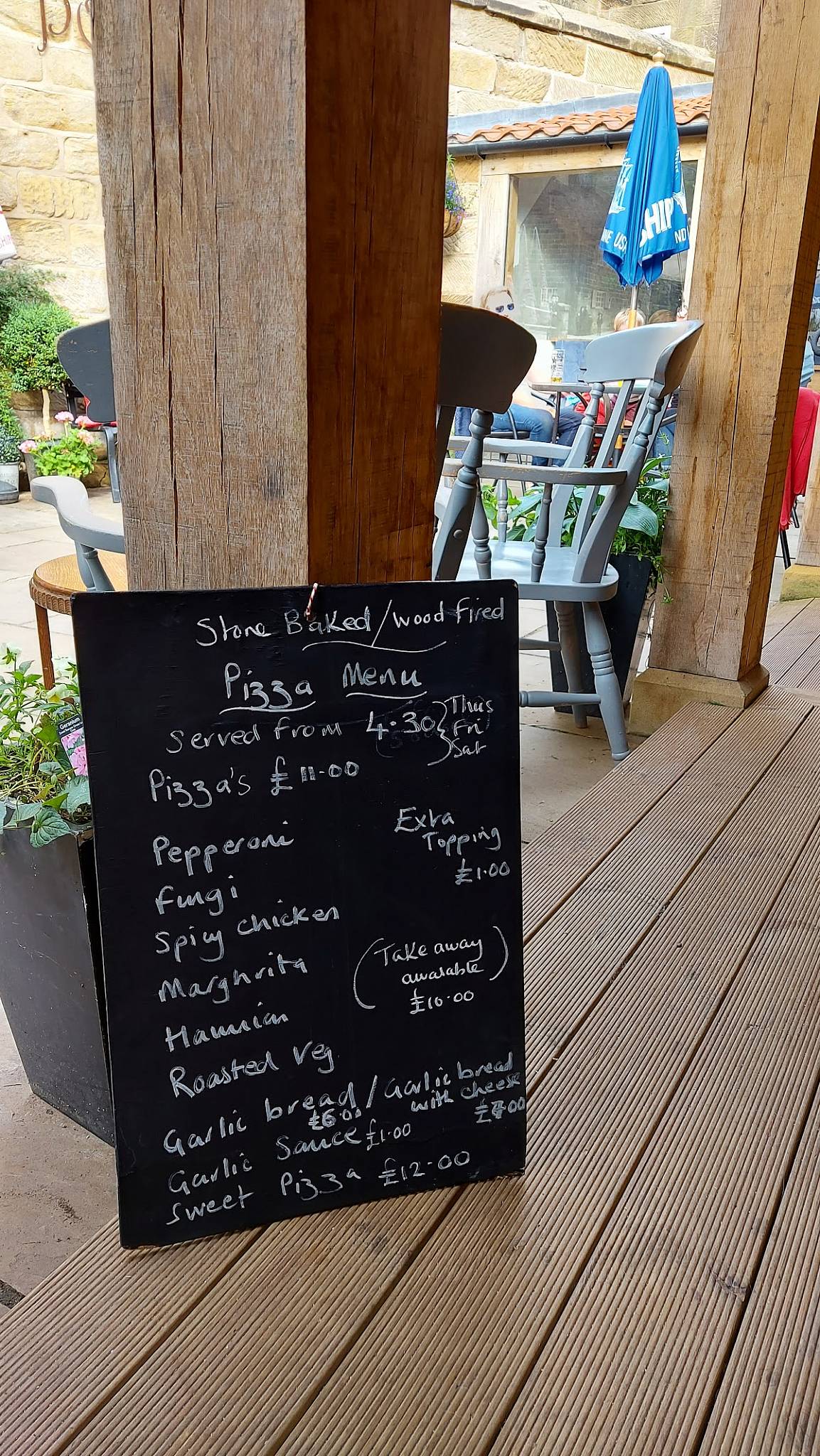 Menu at The Poorhouse cafe, Middlesbrough