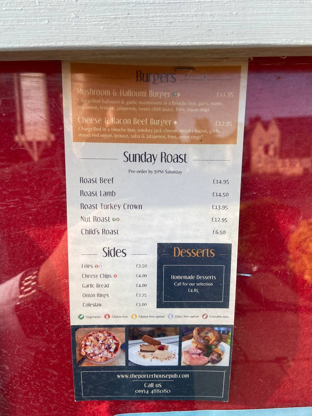 Menu at The Porterhouse Pub, Willingham