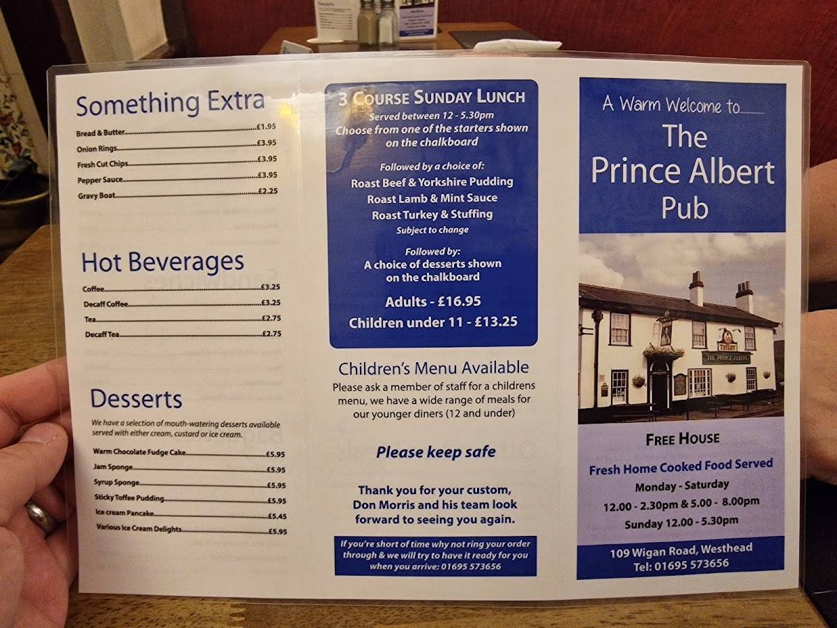 Menu at The Prince Albert pub & bar, Ormskirk