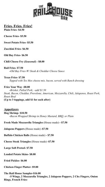 Menu at The Railhouse pub & bar, Westville