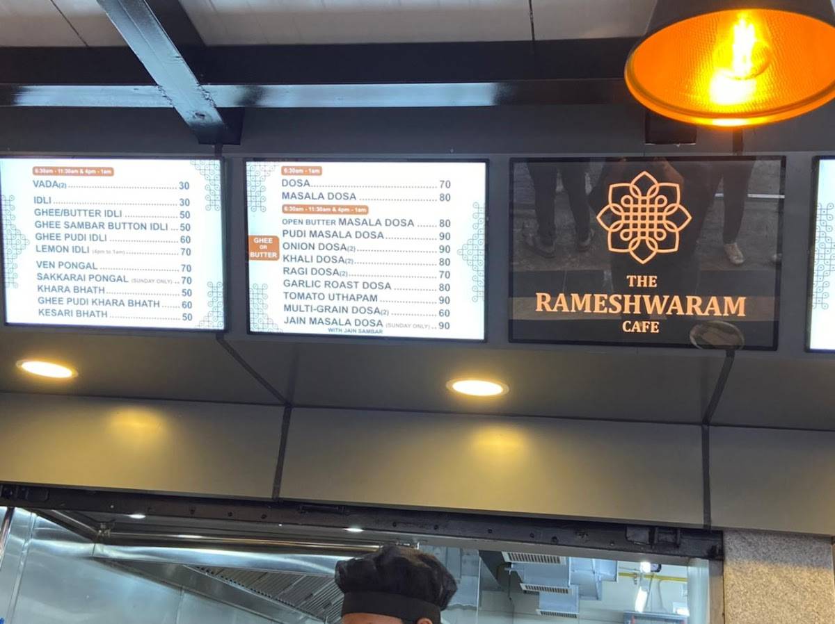 Menu at The Rameshwaram Cafe, Bengaluru