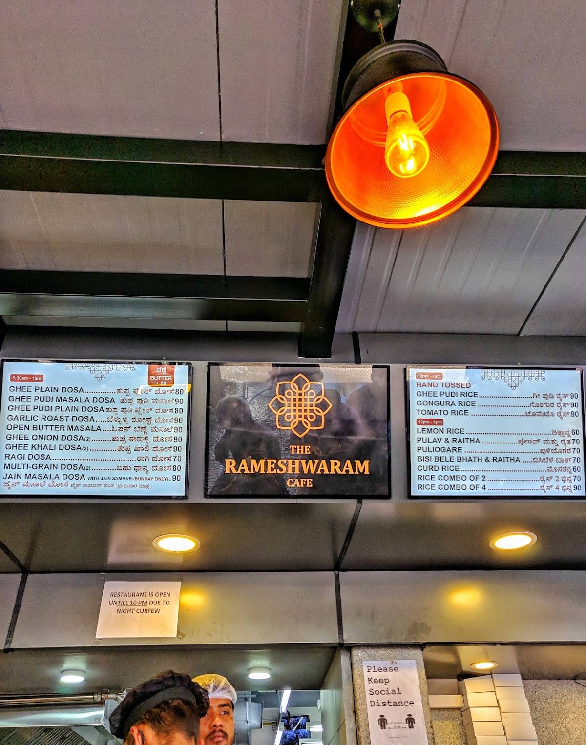Menu at The Rameshwaram Cafe @ Indiranagar, Bengaluru