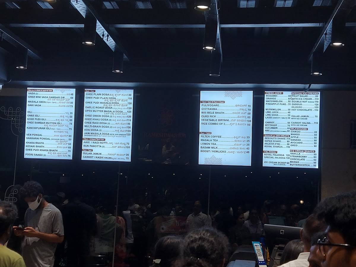 Menu at The Rameshwaram Cafe @ Rajajinagar, Bengaluru