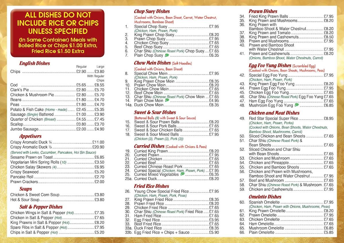 Menu at The Red Star restaurant, Bristol, 26 Albert Rd