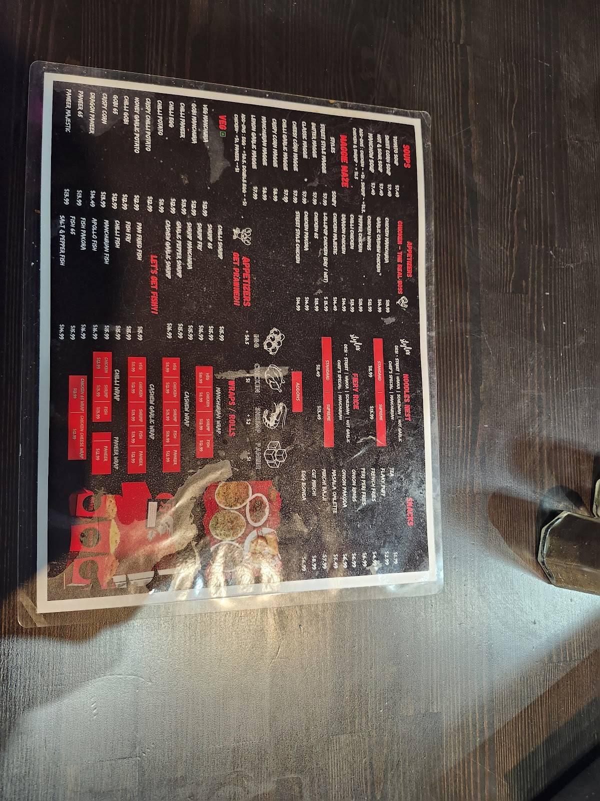 Menu at The RedBox restaurant, Waterloo