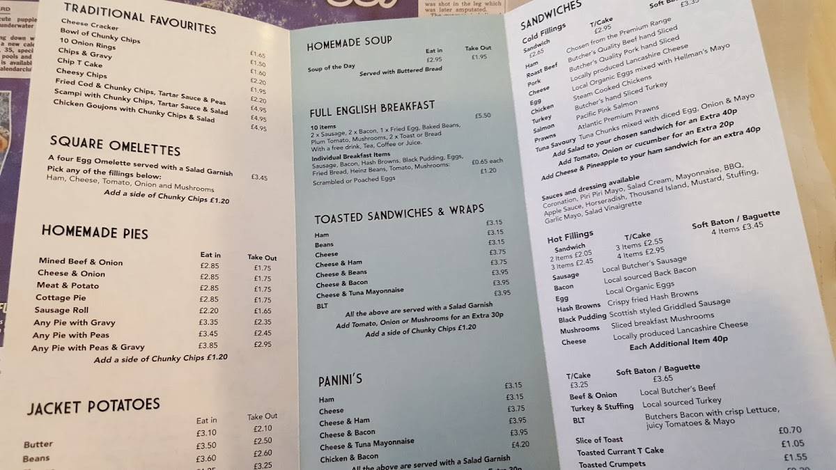 Menu at The Refreshment Bar, Blackburn